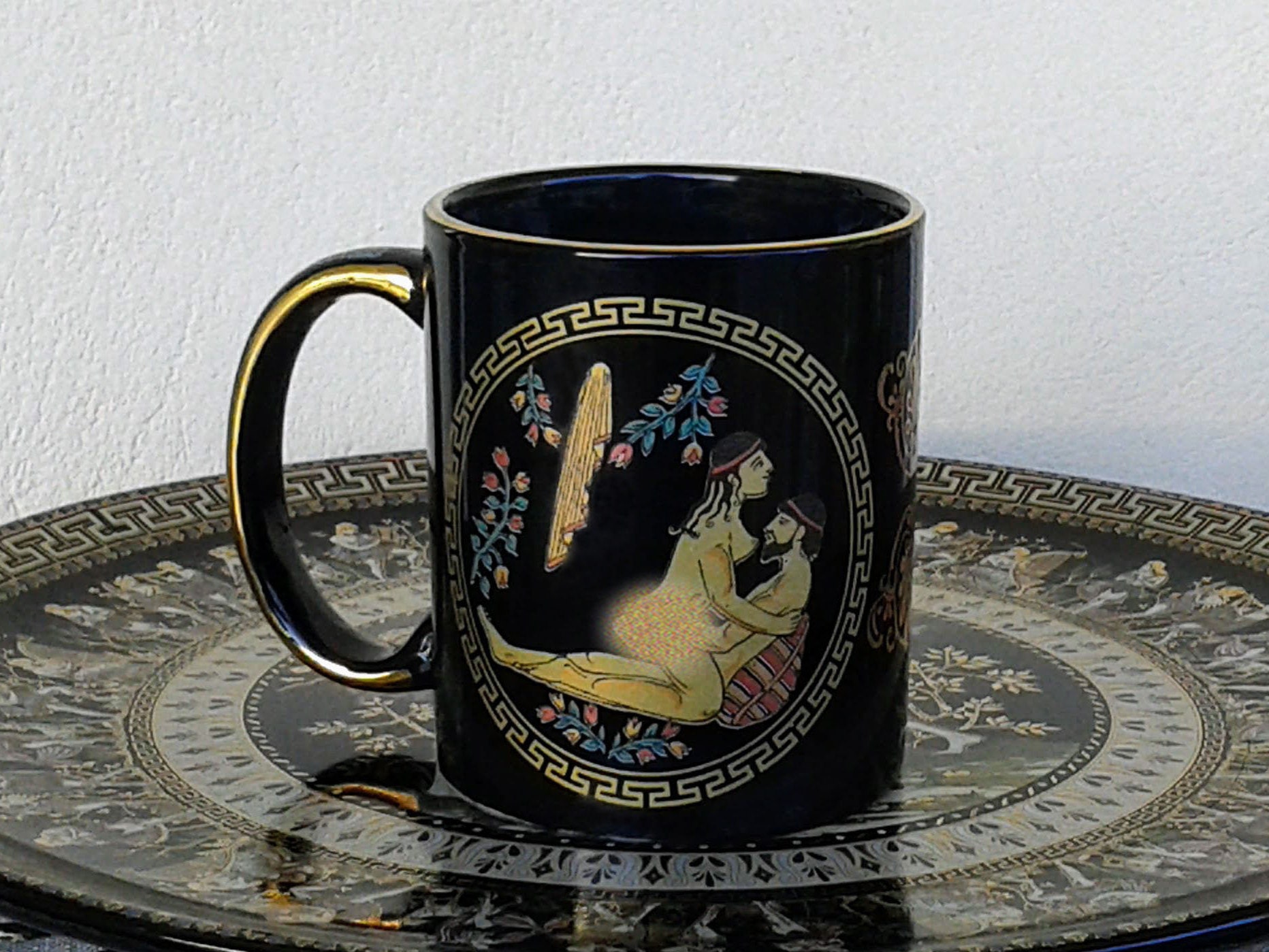 Ceramic Mug Ancient Greek Satire 24 Kt Gold stoneware tea | Etsy
