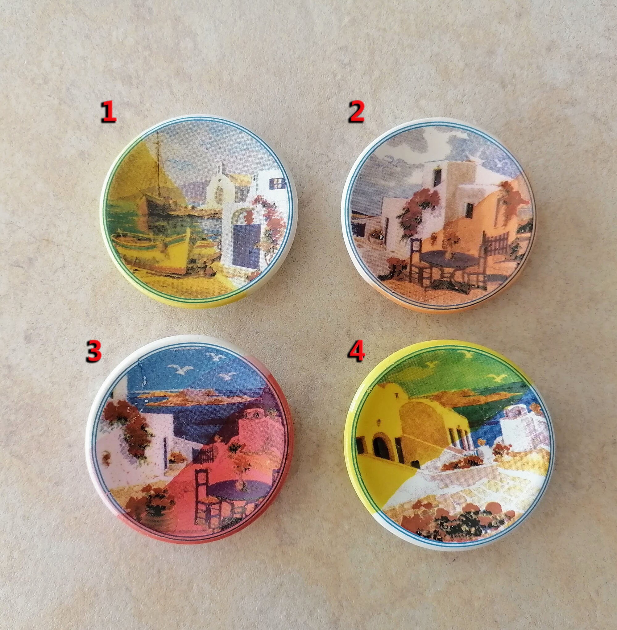 Greek Islands Ceramic Magnets: Mediterranean Decor, Fridge Magnets Set ...