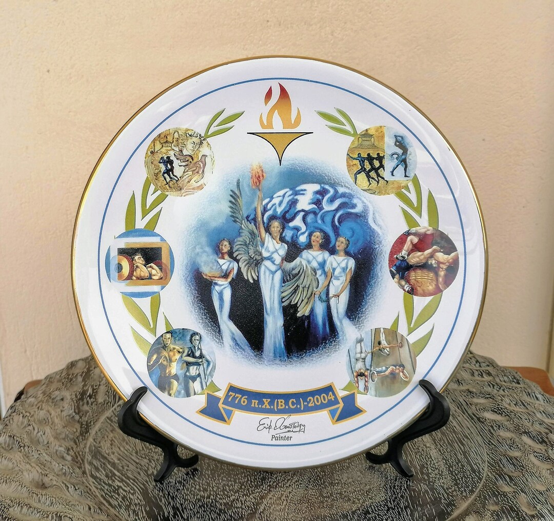 Ceramic Art Plate Greek Handmade Handpainted 24kt Gold - Etsy