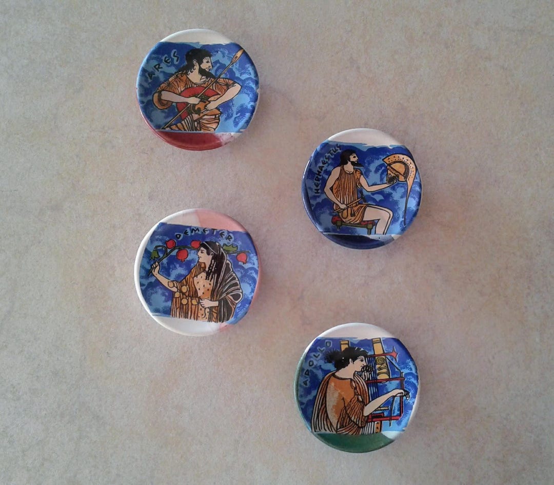 Ceramic Magnets, Ancient Greek Gods (refrigerator Magnets, Kitchen ...