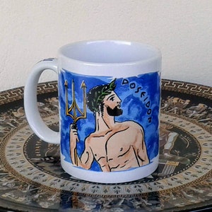 Ceramic Mug, Poseidon Ancient Greek God, Neptune Roman God (stoneware ...