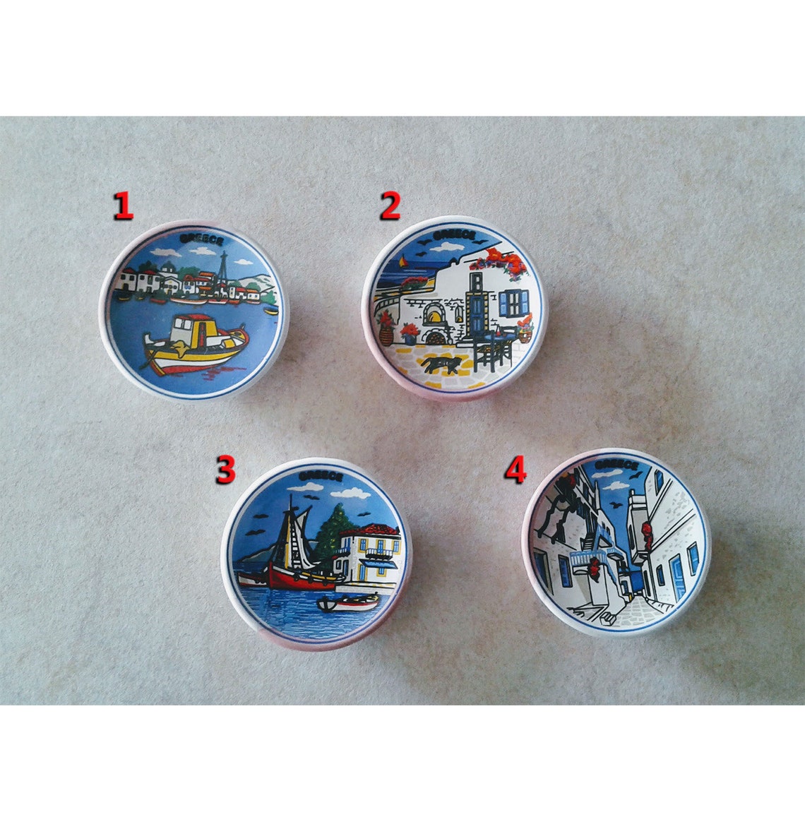 Ceramic Magnets Greek Islands refrigerator Magnets Kitchen - Etsy