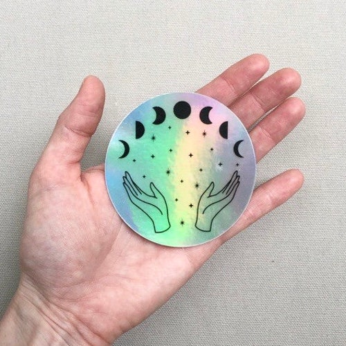 Mystic Moon Witchy Holographic Vinyl Sticker for Laptop Water - Etsy