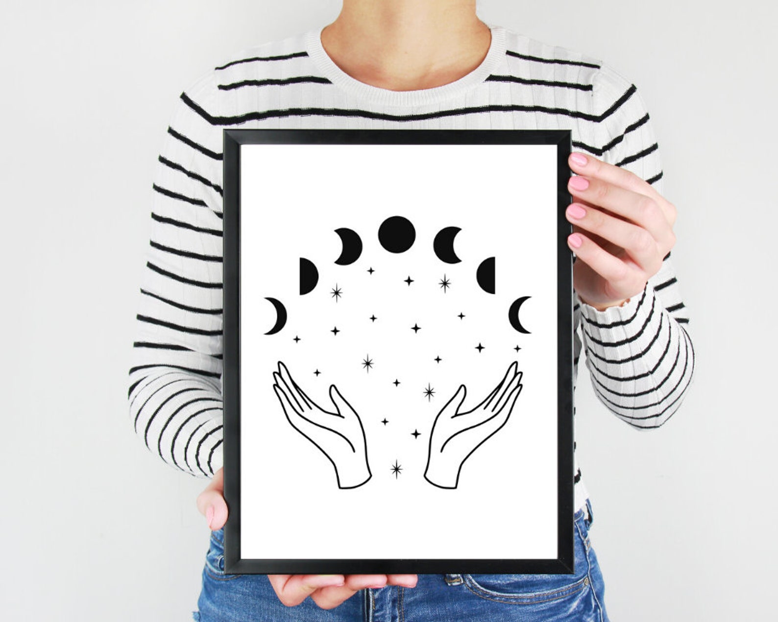 Moon Witch Printable Art Witchy Moon Phases Wall Hanging - Etsy