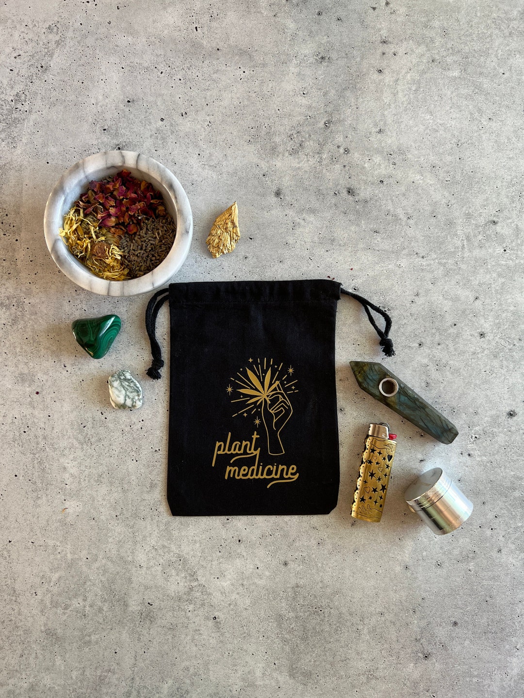 Cannabis Plant Medicine Drawstring Pouch Bag BLACK - Etsy