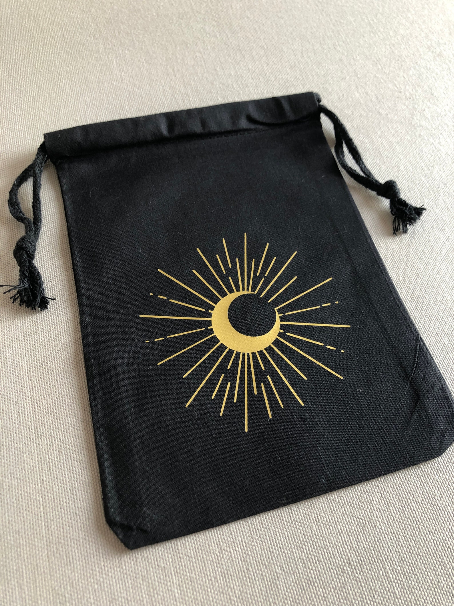 Crescent Moon Burst Drawstring Pouch Bag for Tarot Cards, Crystals ...