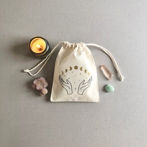 Moon Witch Drawstring Pouch Bag for Tarot Cards, Crystals, Witchy ...