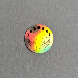 Mystic Moon Witchy Holographic Vinyl Sticker for Laptop, Water Bottle ...