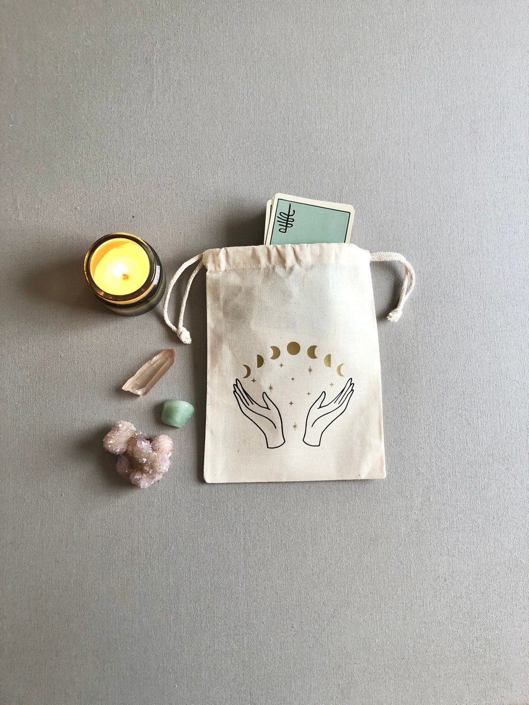 Moon Witch Drawstring Pouch Bag for Tarot Cards, Crystals, Witchy ...