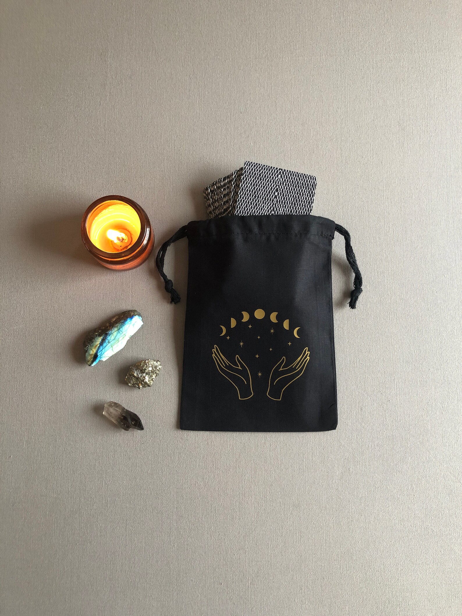 Moon Witch Drawstring Pouch Bag for Tarot Cards, Crystals, Witchy ...