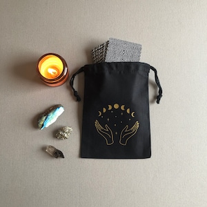 Moon Witch Drawstring Pouch Bag for Tarot Cards, Crystals, Witchy ...
