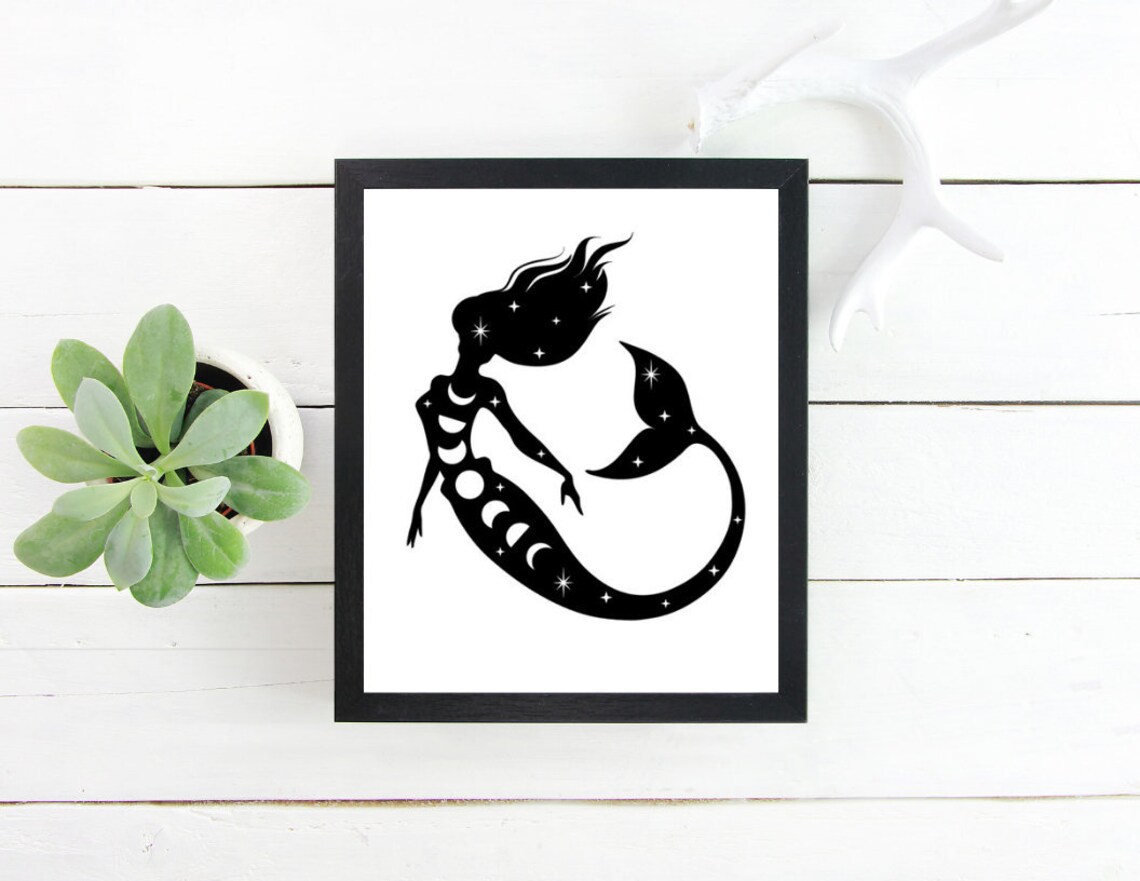 Cosmic Mermaid Moons Printable DIY Art Witchy Wall Hanging - Etsy