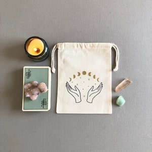 Moon Witch Drawstring Pouch Bag for Tarot Cards, Crystals, Witchy ...