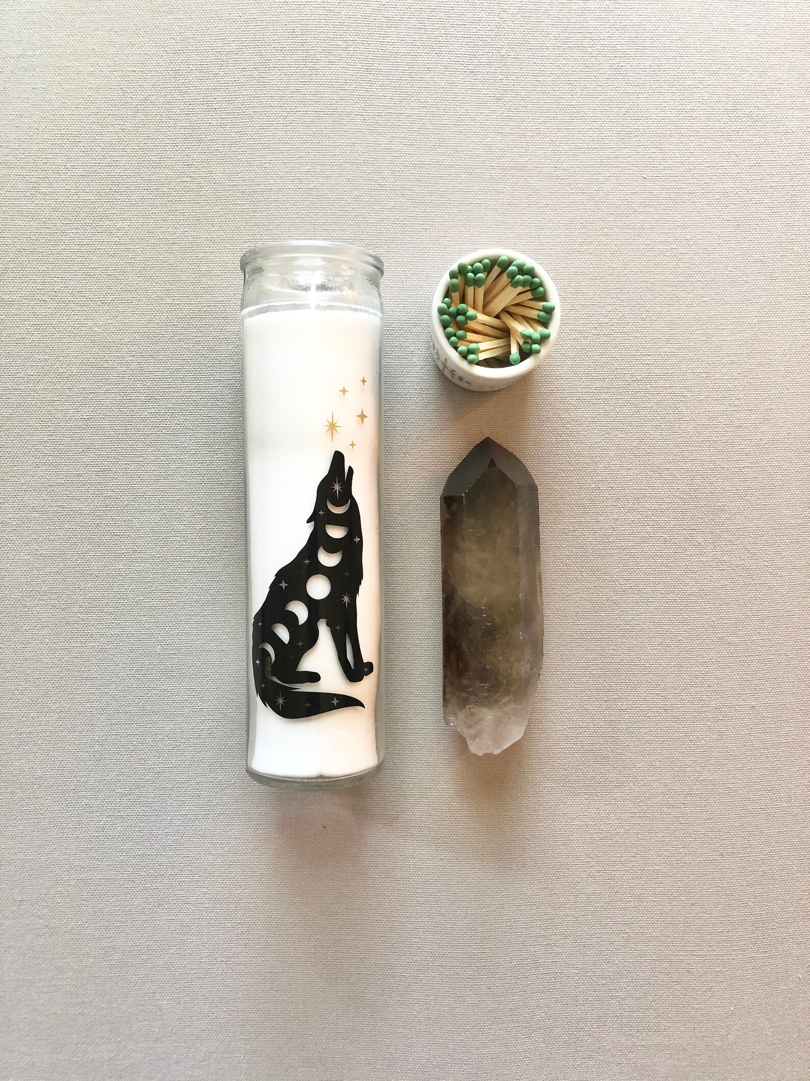 Cosmic Wolf Moon Phases Prayer Candle for Ritual, Meditation, Altar ...