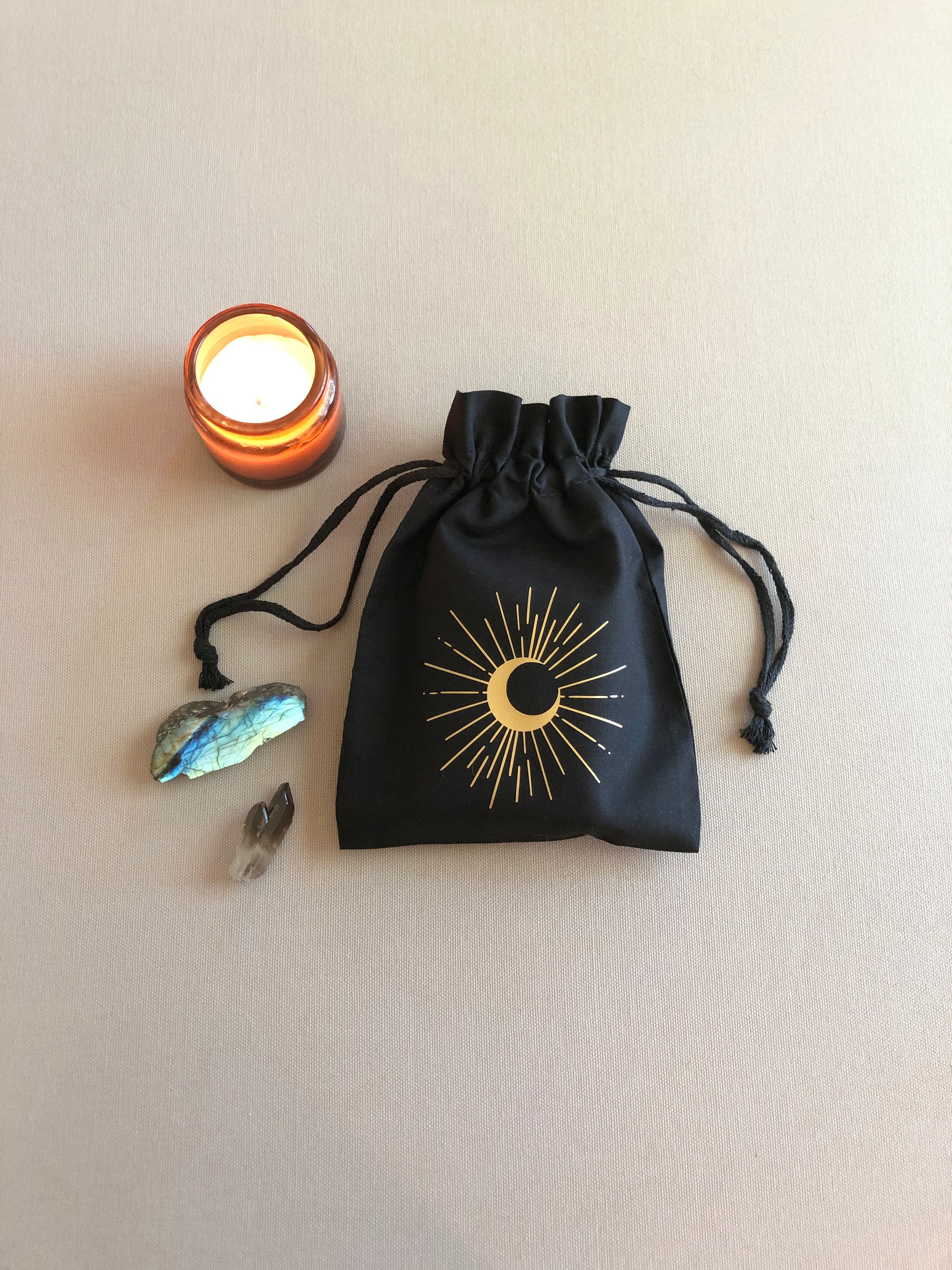 Crescent Moon Burst Drawstring Pouch Bag for Tarot Cards | Etsy
