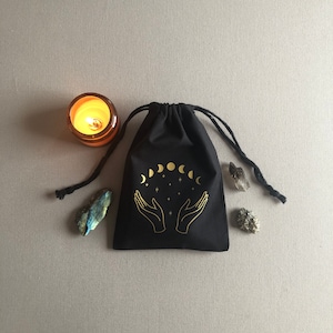 Moon Witch Drawstring Pouch Bag for Tarot Cards, Crystals, Witchy ...