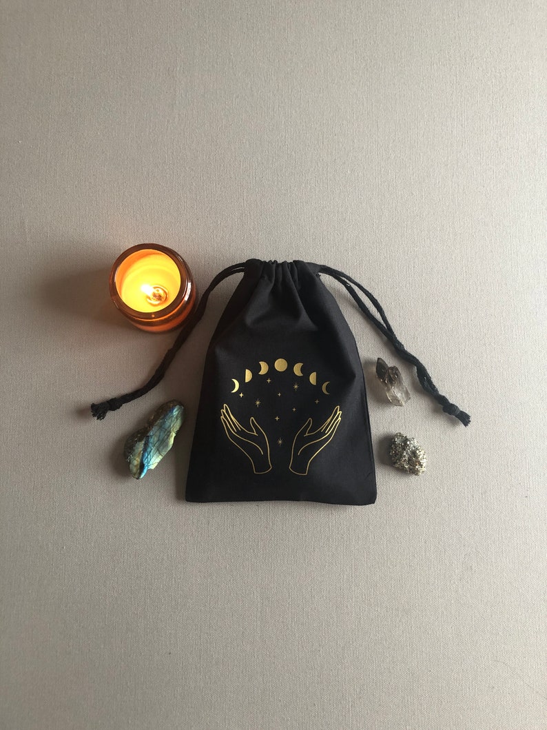 Moon Witch Drawstring Pouch Bag for Tarot Cards, Crystals, Witchy ...