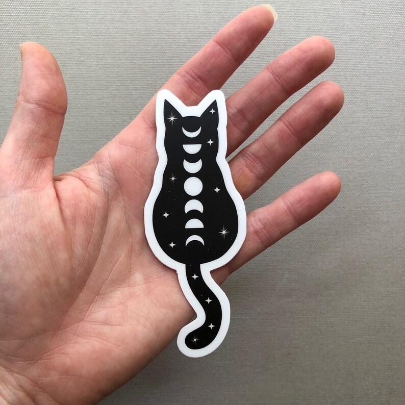 Cosmic Cat Witchy Moon Phases Vinyl Sticker Decal for Laptop - Etsy