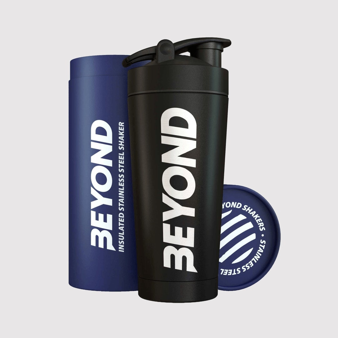 Black Beyond Stainless Steel Insulated Protein Shaker Cup Supplements ...