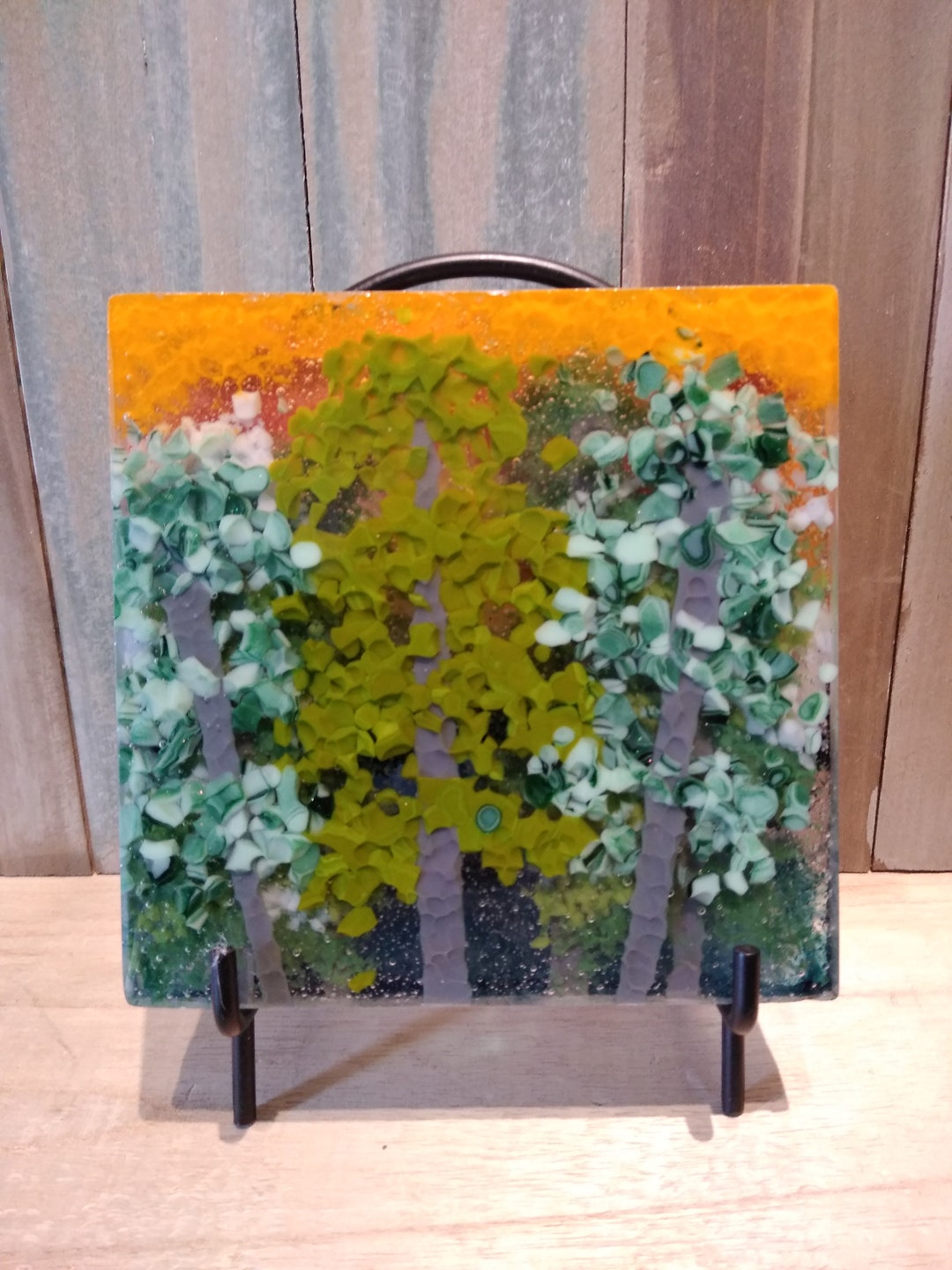 Fused Glass Tree Art: Layered Glass Landscape, Home Decor - Etsy