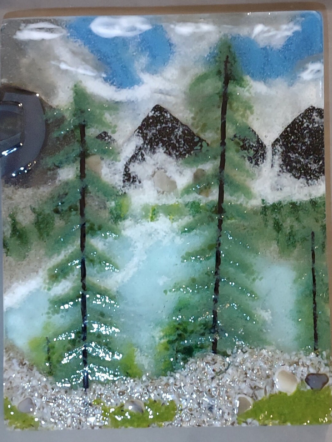 Banff Art/fused Glass Wall Art/glass Landscapes/winter Lake Art/layered ...