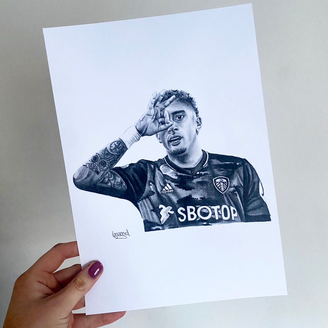 Raphinha Leeds United Pencil Portrait Print - Etsy