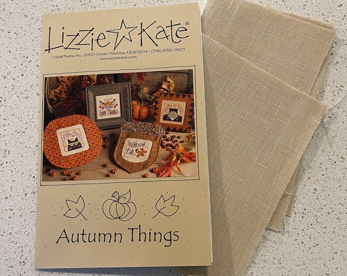 Lizzie Kate Autumn Things Cross Stitch Patterns With Fabric / FREE ...