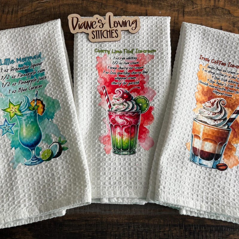 Cocktail Theme Tea Towels - Etsy
