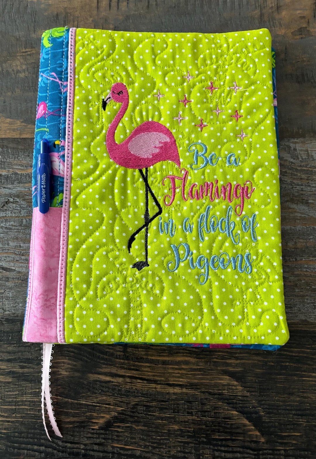 Embroidered Pink Flamingo Journal / Notebook / Diary Cover - Etsy