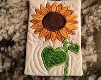 Sunflower Mug Rugs Set of 2 Sunflowers and Birds Mug Rugs Quilted ...