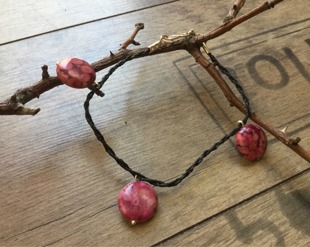 Handmade Rose Jasper Gemstones in Natural Fibers - Etsy
