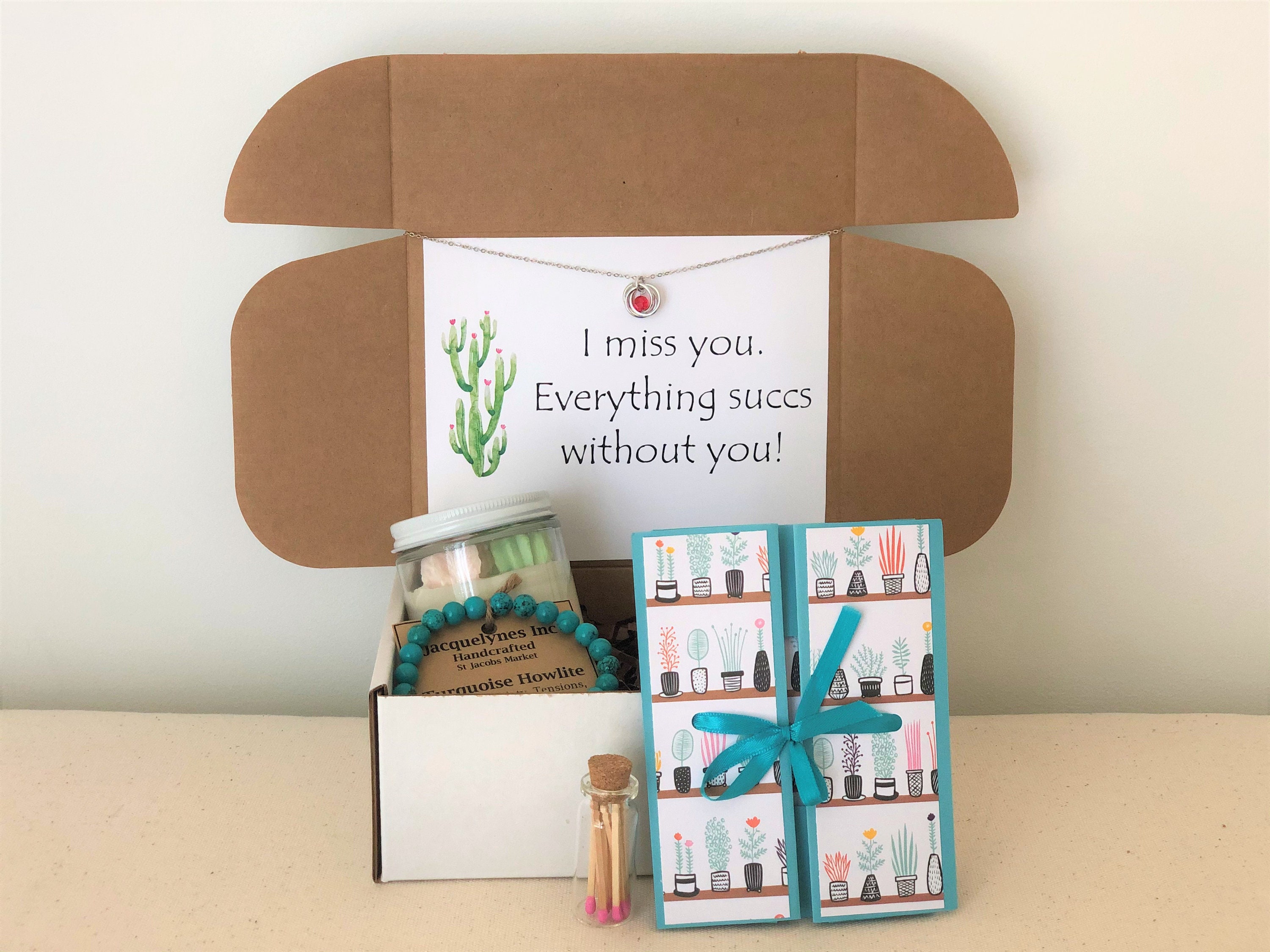 Handmade I Miss You Gift Box with Succulent | Etsy