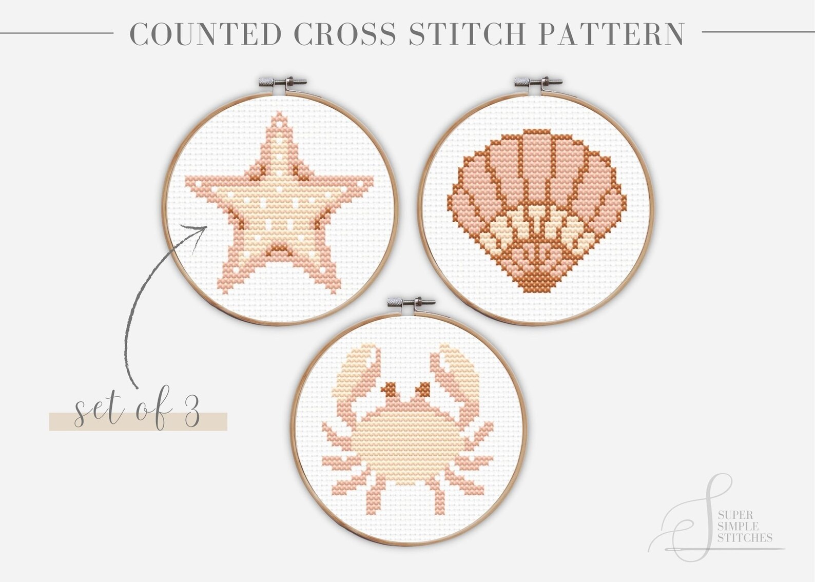 Beach Shells Easy Cross Stitch Pattern Counted Cross Stitch Pattern ...