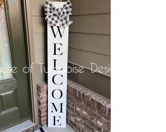 5FT Black Welcome Sign With Bow Porch Welcome Sign Vertical | Etsy Canada