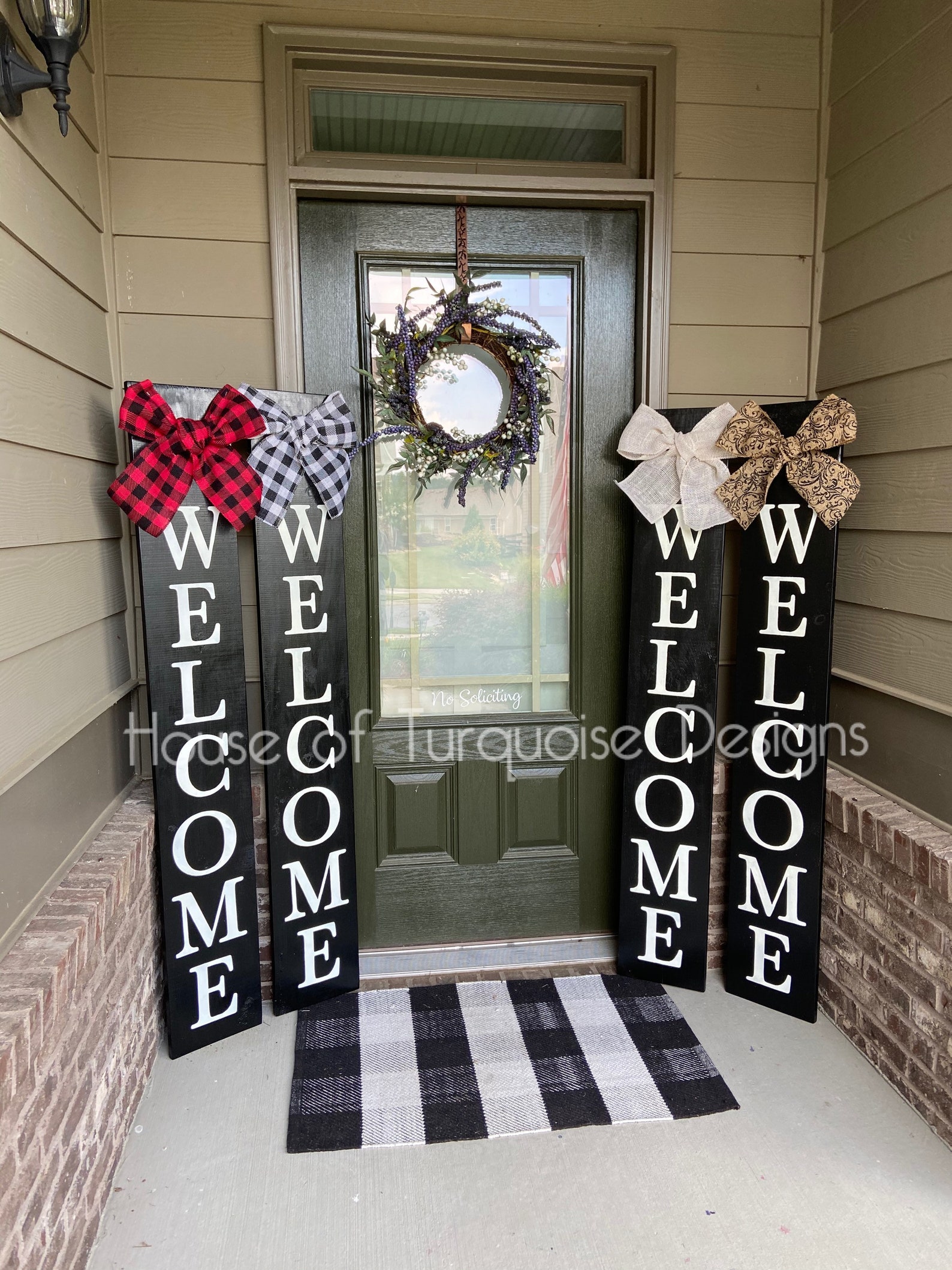 5FT Black Welcome Sign With Bow Porch Welcome Sign Vertical - Etsy Canada