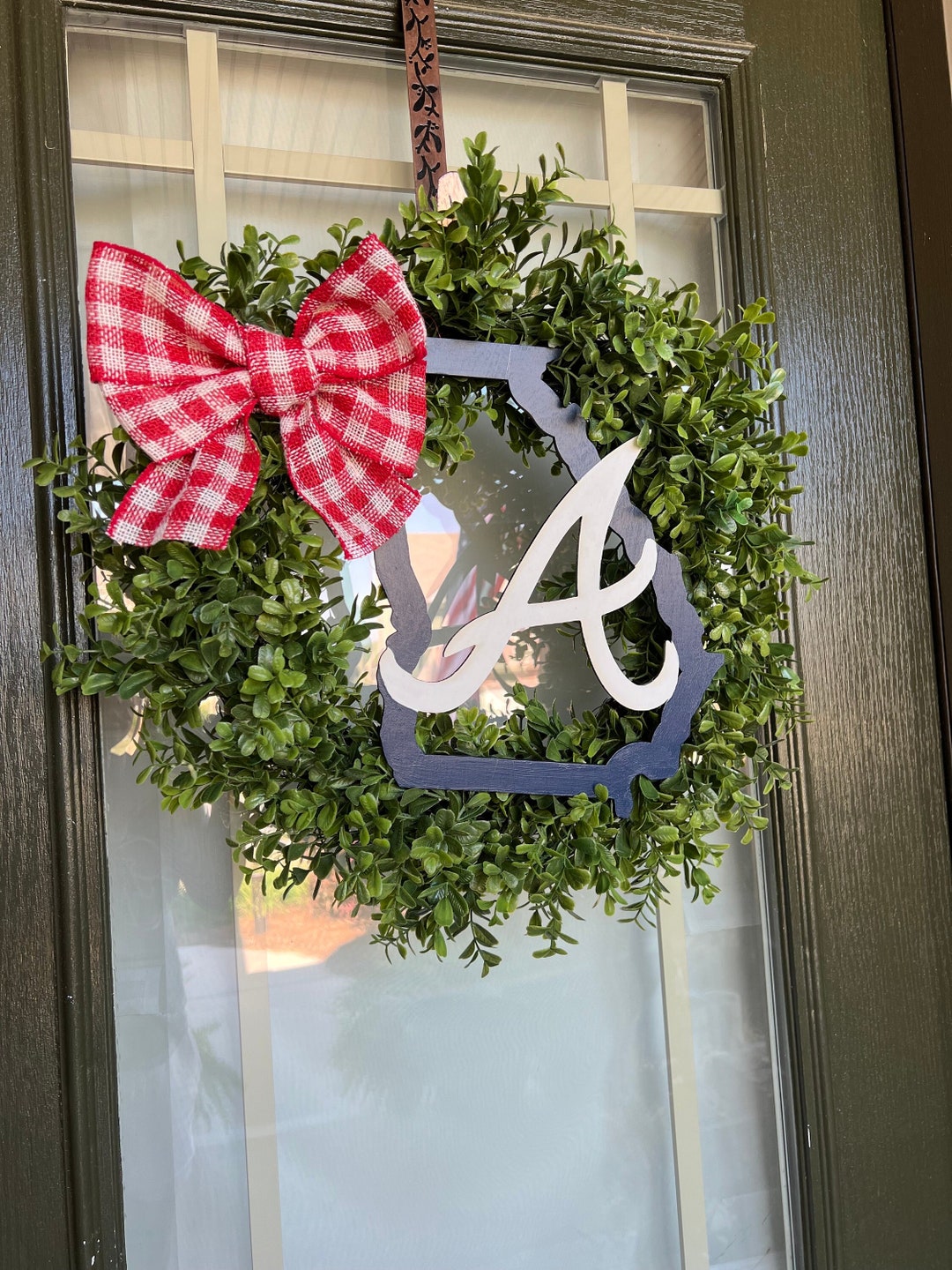 Atlanta Cutout Wreath Atlanta Braves Los Bravos Boxwood - Etsy