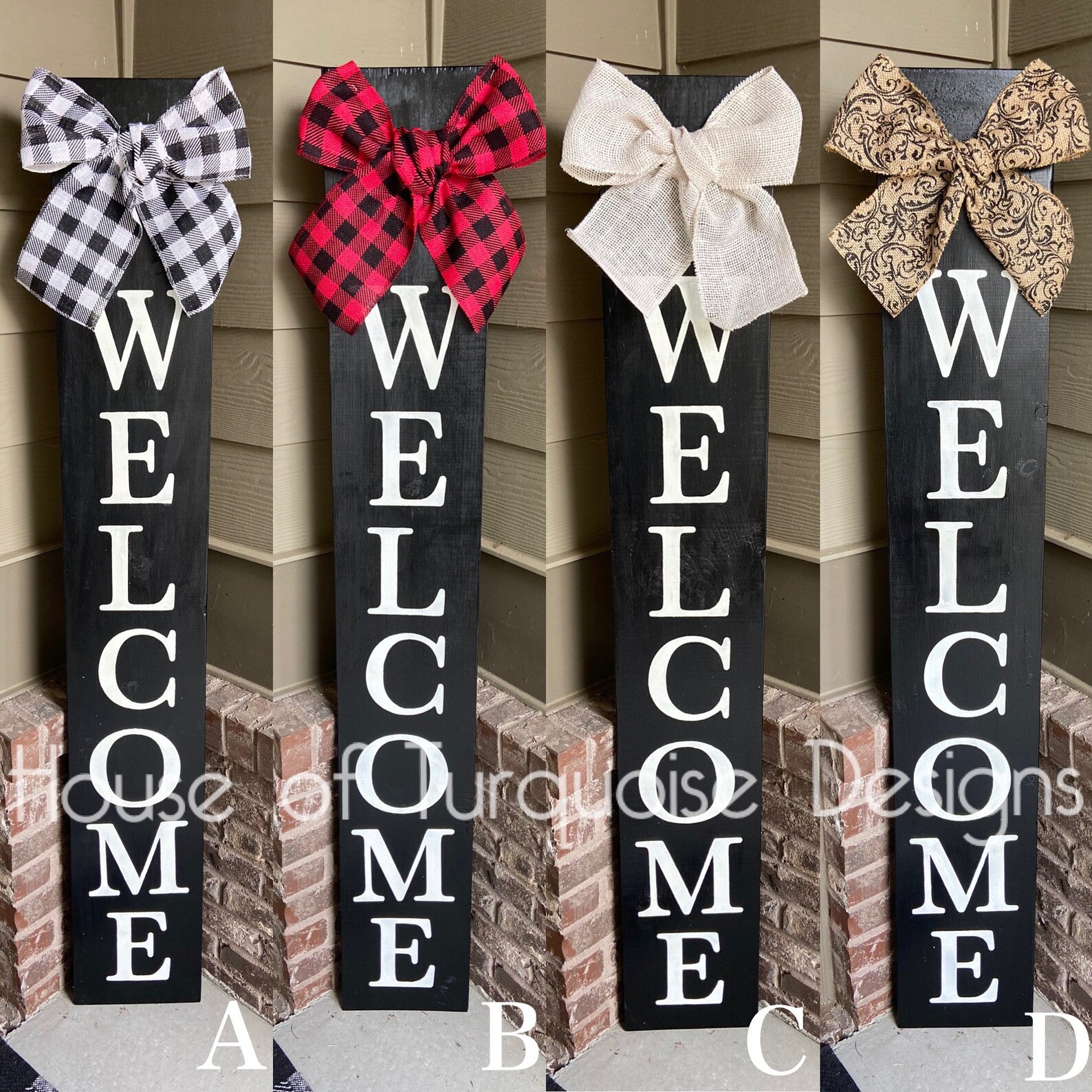 5FT Black Welcome Sign With Bow Porch Welcome Sign Vertical - Etsy Canada