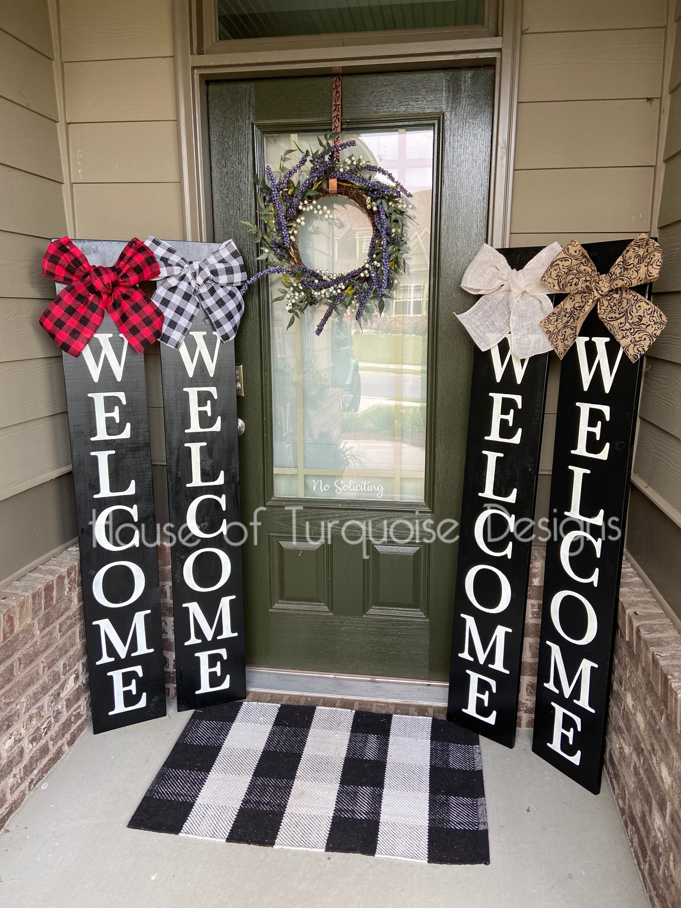 5FT Black Welcome Sign With Bow Porch Welcome Sign Vertical - Etsy Canada