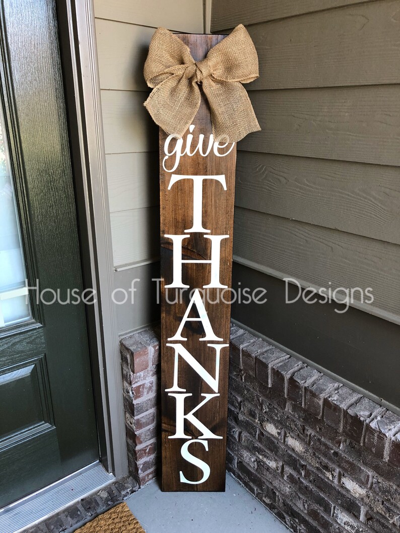 Give Thanks Porch Sign Porch Welcome Sign Vertical Welcome - Etsy