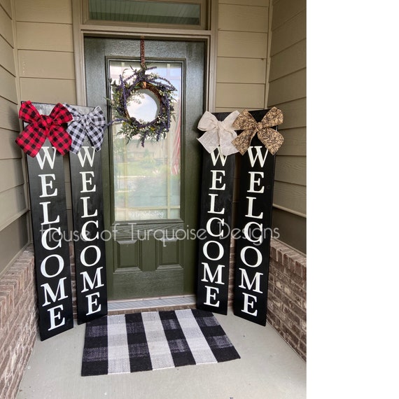 5FT Black Welcome Sign With Bow Porch Welcome Sign Vertical | Etsy Canada