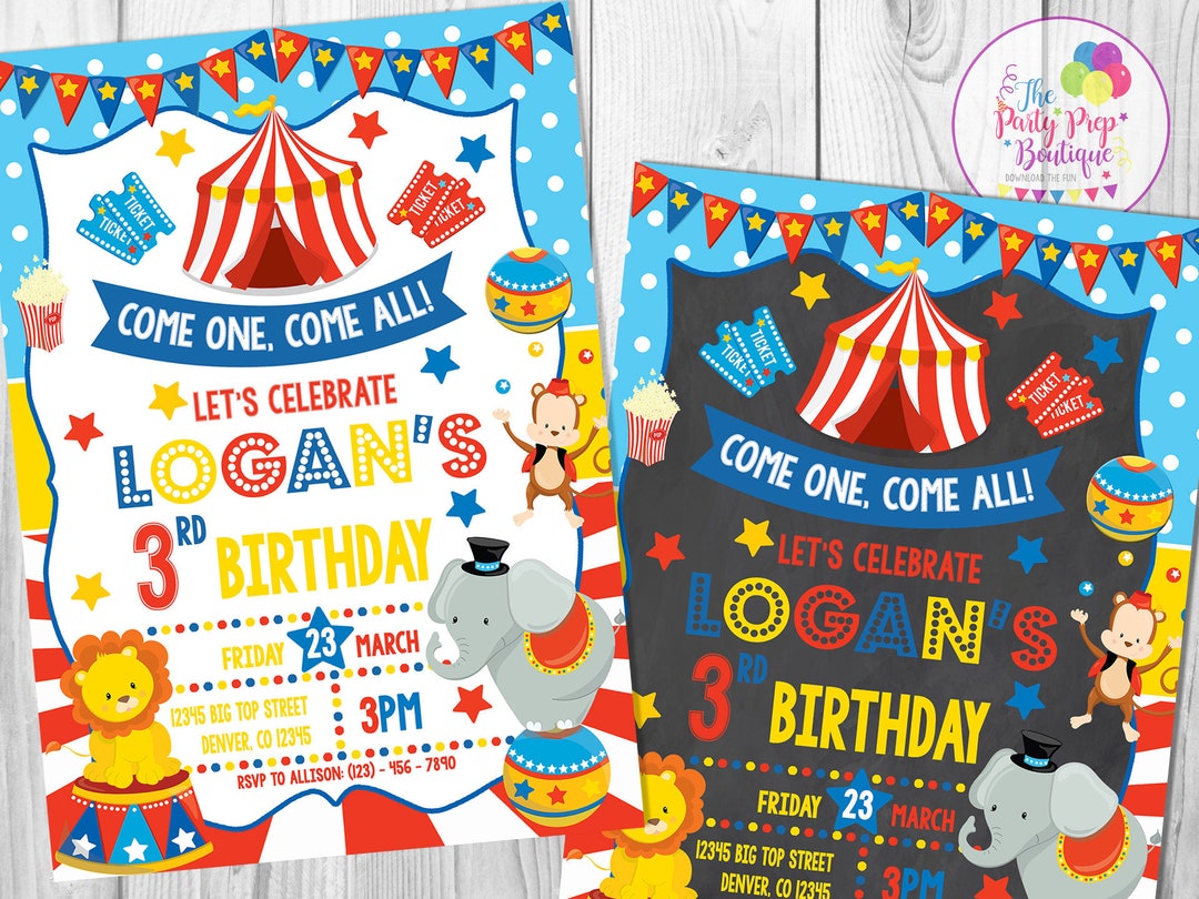 Circus Invitation, Circus Party, Carnival Invitation, Big Top ...