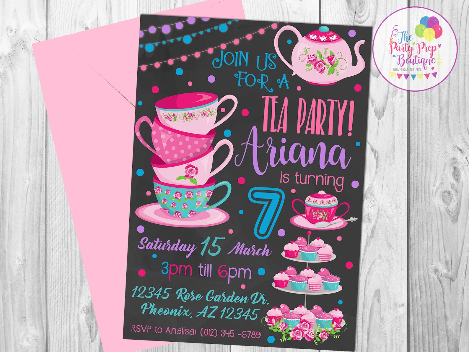 Tea Party Invitation, Kids Tea Party Invite, Girls Tea Party, Tea Party ...