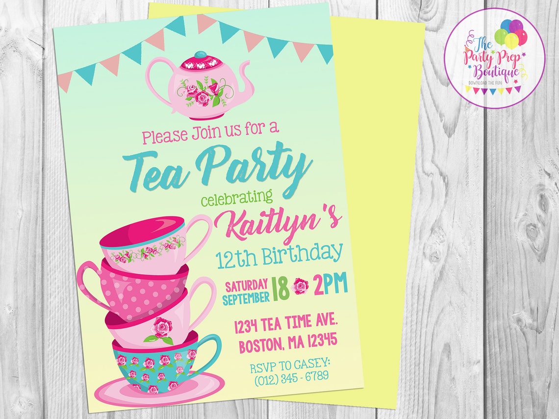 Kids Tea Party Invitation, Tea Party Invite, Girls Tea Party, Tea Party ...