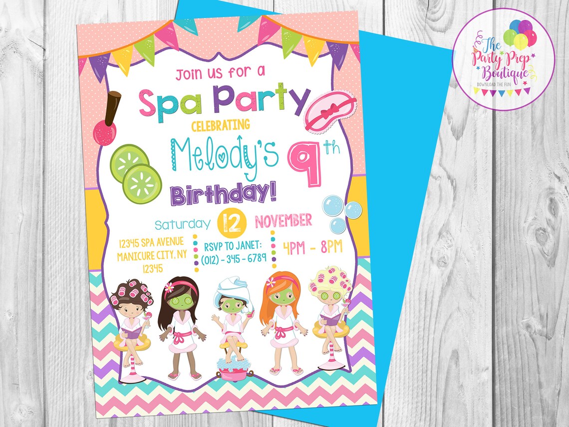 Spa Party Invitation Spa Birthday Party Invitation Kids Spa - Etsy