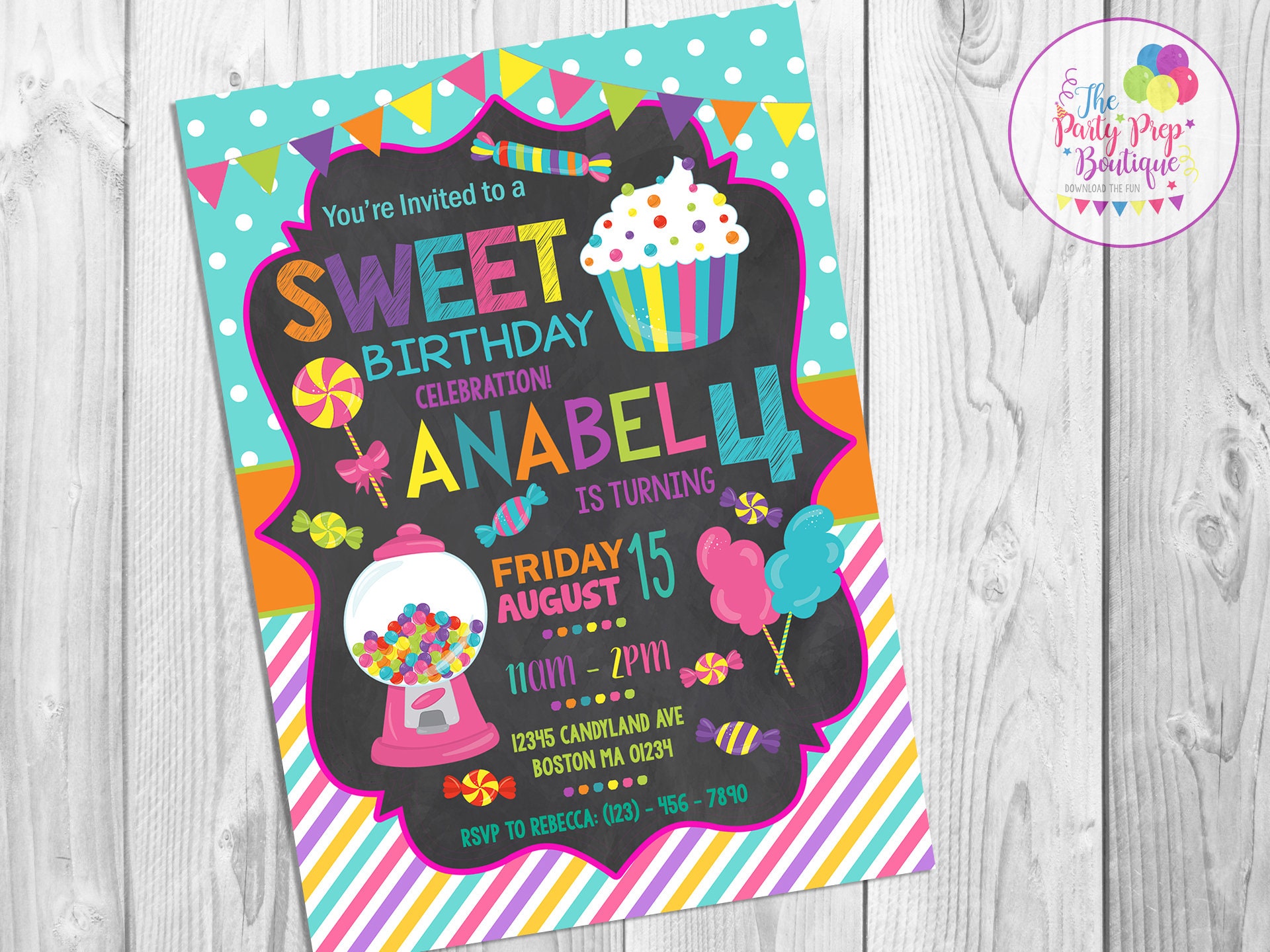 Sweet Candy Birthday Party Invitation Candy Land Party - Etsy