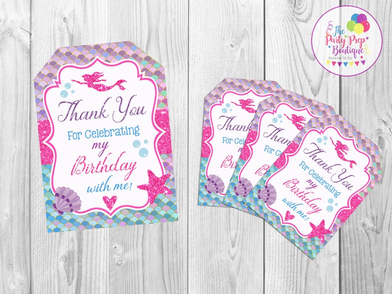 Mermaid Thank You Tags Instant Download Mermaid Tags Mermaid - Etsy