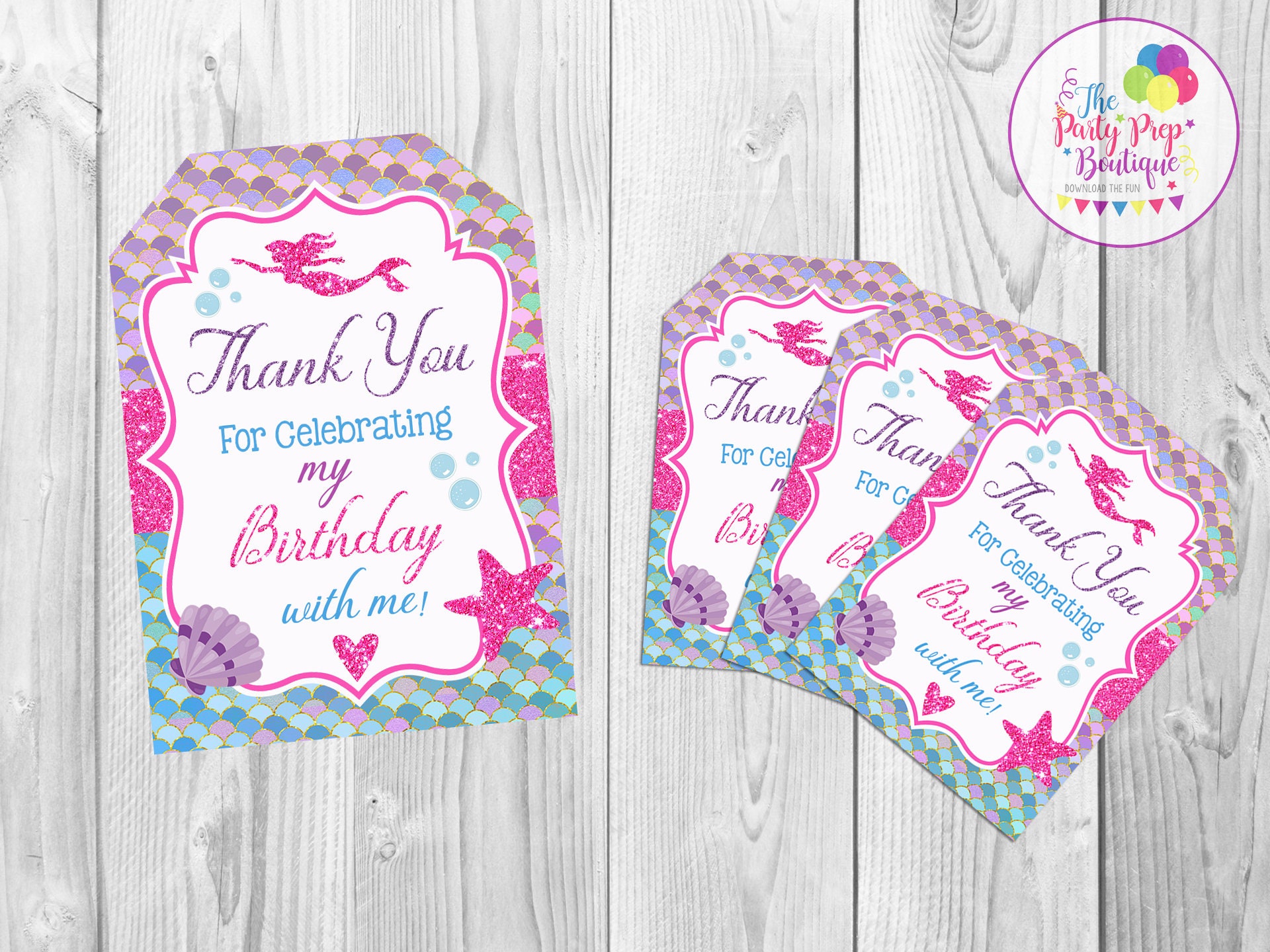 Mermaid Thank You Tags Instant Download Mermaid Tags Mermaid | Etsy