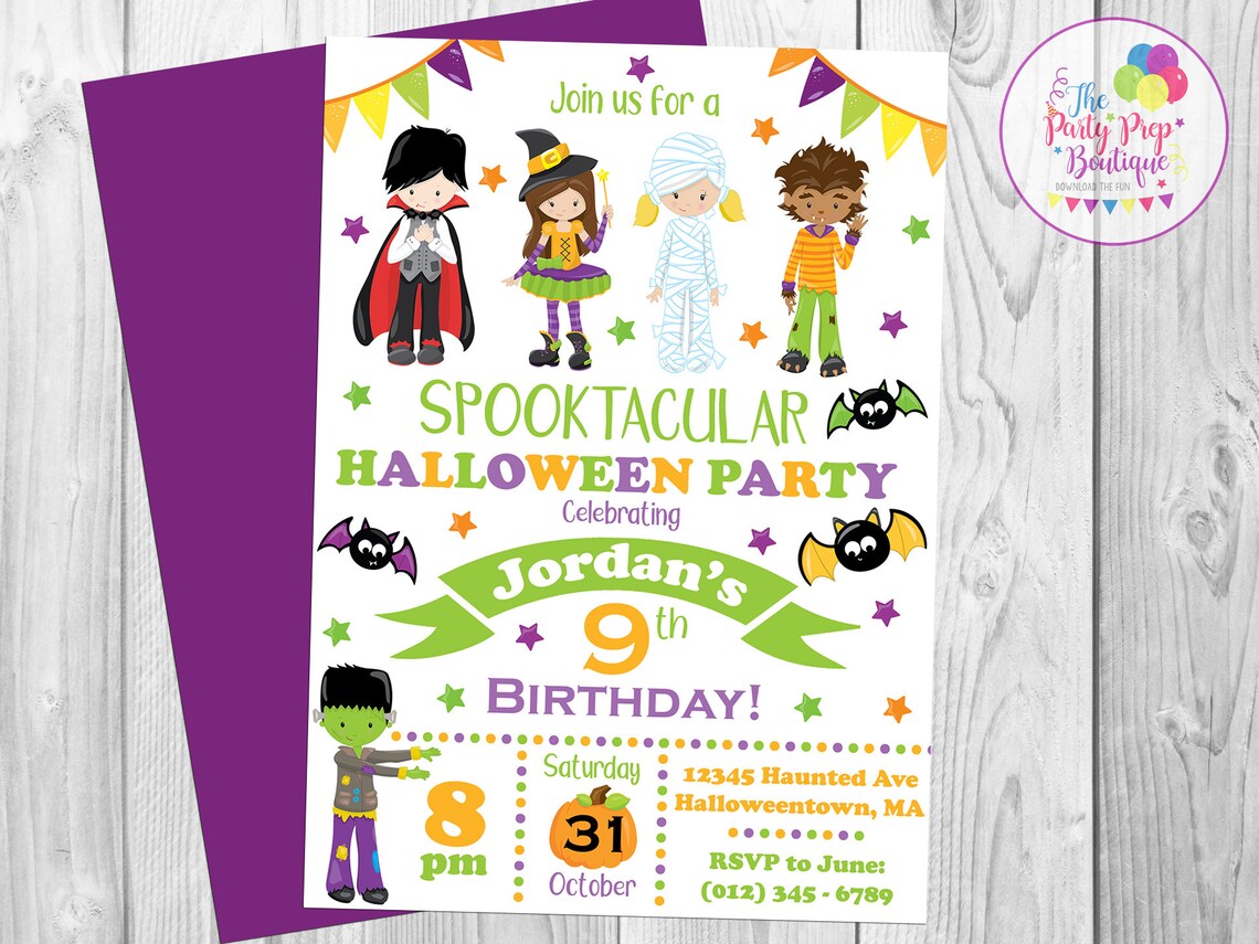 Kids Halloween Invitation, Halloween Birthday Party Invite, Costume ...