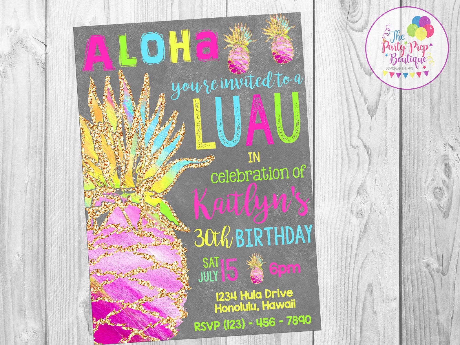 Pineapple Invitation Luau Invitation Hawaiian Luau Invite - Etsy