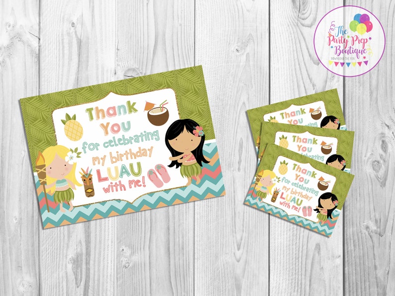 Hawaiian Luau Thank You Tag Luau Birthday Party Instant Download Luau ...